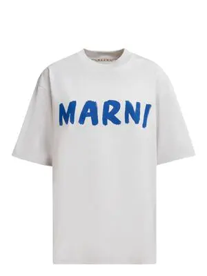 Marni Logo Print Oversized Crewneck T-shirt - White