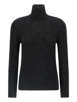 Fabiana Filippi Long Sleeve Sequin Embellished Turtleneck Jumper - Black