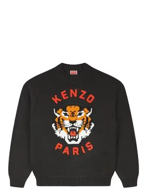 Kenzo Embroidered Tiger Logo Crewneck Sweater - Black
