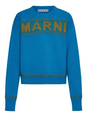 Marni Logo Intarsia Knit Pullover - Blue