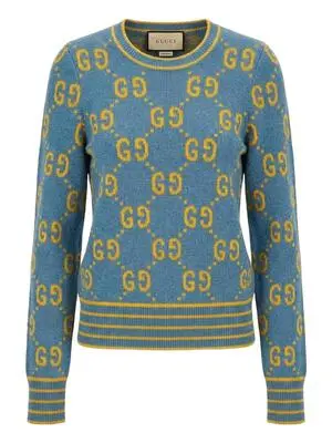 Gucci Gg Supreme Knitted Top - Blue