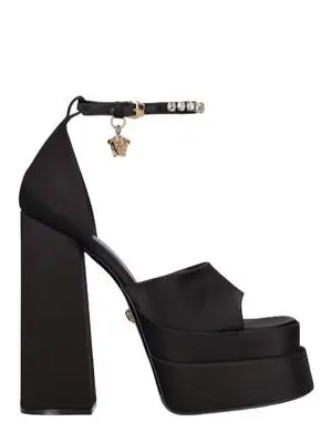Versace Buckle High-heeled Platform Sandals - Black