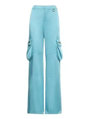 Blumarine Satin Wide Leg Cargo Pants - Blue