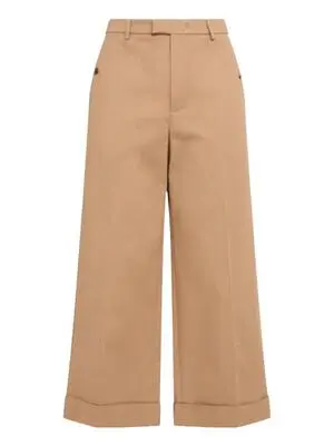 Valentino Garavani Cotton Gabardine Tailored Wide Leg Pants - Nude