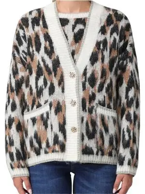 Liu Jo Leopard-intarsia Knit V-neck Cardigan - Multicolor