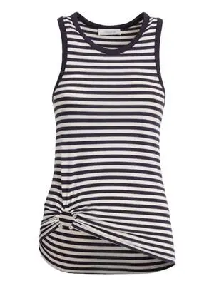 Rabanne Striped Jersey Tank Top With Ring Detail - Black