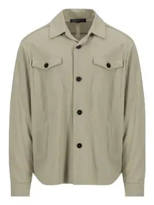 Harris Wharf London Button-up Overshirt - Sage