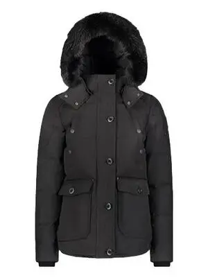 Moose Knuckles Long-sleeved Down Jacket With Hood And Pockets - Black