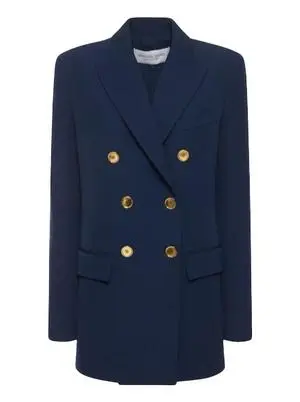 Michael Kors Double-breasted Gabardine Blazer - Blue