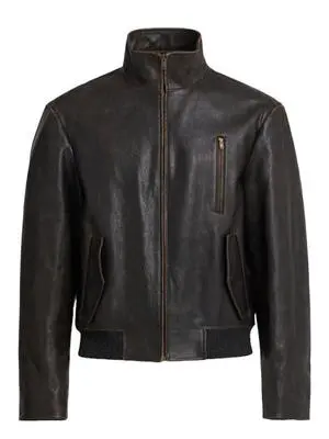 THE ROW Akia Leather Bomber Jacket - Black