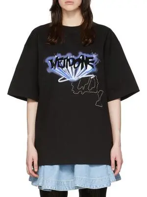 We11Done Graffiti Logo-print T-shirt - Black