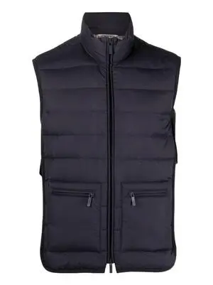 Thom Browne Thom Browne Zipped Down Gilet With Sporty Stripes Navy Blue