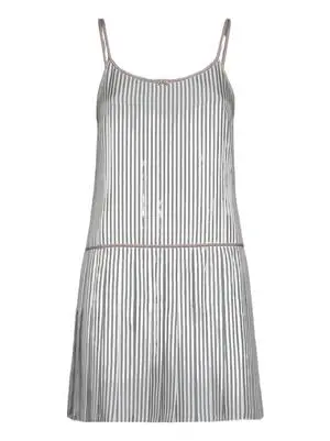 Thom Browne Striped Pleated Mini Dress - Grey