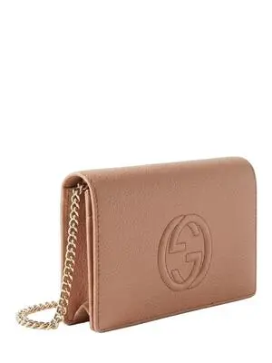 Gucci Soho Shoulder Bag With Chain Strap - Nude