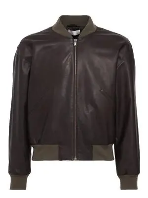 THE ROW Leather Bomber Jacket - Black