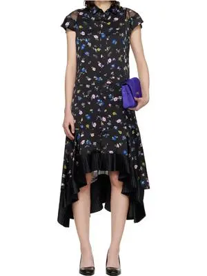 Sacai Printed Midi Dress - Black