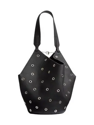 Khaite Small Lotus Eyelet Detailed Tote Bag - Black