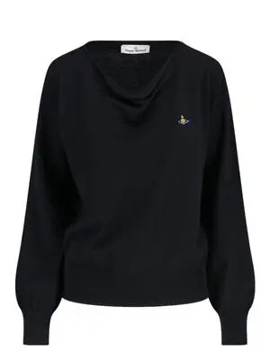 VIVIENNE WESTWOOD Logo Embroidered Boat Neck Jumper - Black
