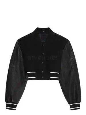 Givenchy Cropped Bomber Jacket With Logo Detail - Black