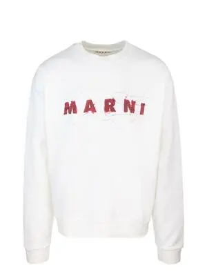 Marni Logo Printed Crewneck Sweatshirt - White