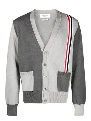 THOM BROWNE Thom Browne Color Block V-Neck Cardigan With Striped Detail