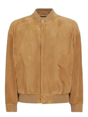 THE ROW Naran Leather Bomber Jacket - Brown