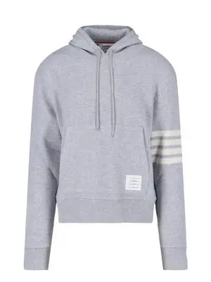 Thom Browne Drawstring Knitted Hoodie - Gray