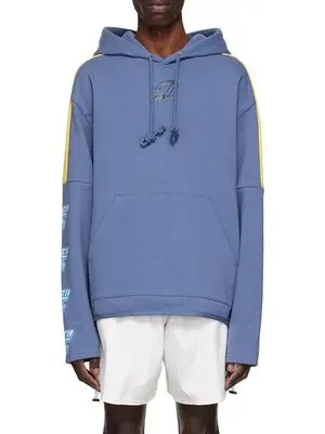 We11Done Logo Print Drawstring Hoodie - Blue