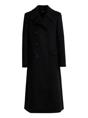 ANN DEMEULEMEESTER Miles Long Double Breasted Wool Blend Coat - Black