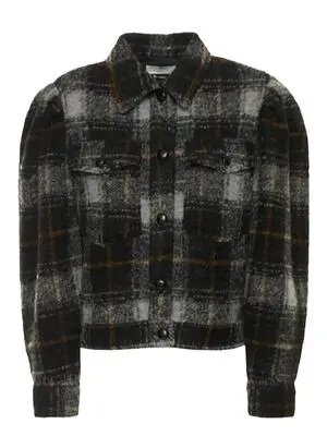 Isabel Marant Étoile Plaid Wool-blend Casual Jacket With Buttoned Cuffs - Black