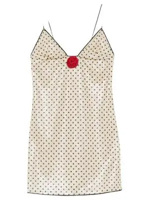 Oseree Lumire Rose Pois Mini Dress - Nude