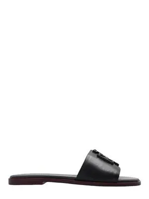Tory Burch Ines Logo-patch Slides - Black