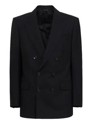 TOM FORD Double Breasted Twill Jacket - Black