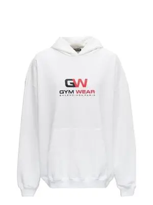 Balenciaga Printed Hooded Sweater - White