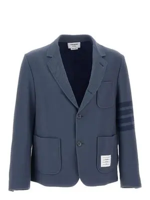 Thom Browne Striped-sleeve Cotton Blazer - Blue