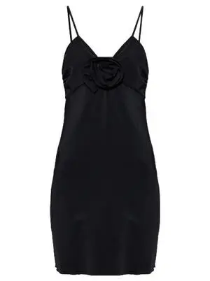 Moschino Rose Appliqué V-neck Beach Dress - Black
