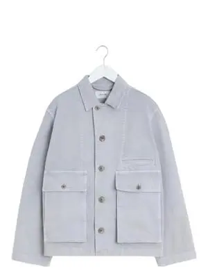 LEMAIRE Long Sleeve Buttoned Jacket - Snow Blue Gray