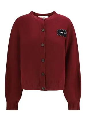 Marni Logo Patch Buttoned Cardigan - Brown