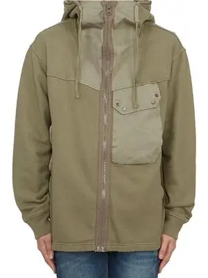 TEN C Long Sleeve Casual Jacket With Drawstring And Hood - Gray