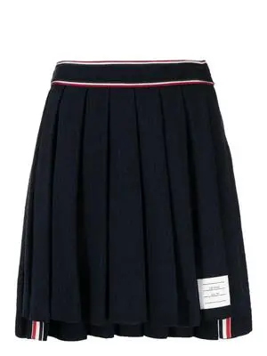 Thom Browne Pleated High-low Skirt - Navy Blue