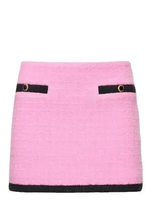 Alessandra Rich Low Waist Tweed Bouclé Mini Skirt - Pink
