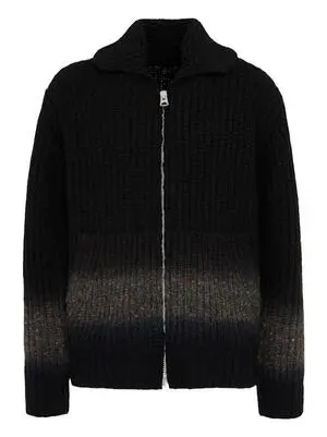 Sacai Garment Dyed Wool Knit Zip-up Cardigan - Black