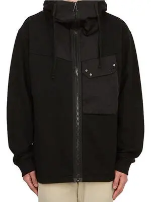 TEN C Long Sleeve Casual Jacket With Hood - Black