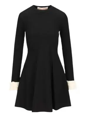 VALENTINO Valentino Crewneck Long Sleeve Dress With Flared Hem