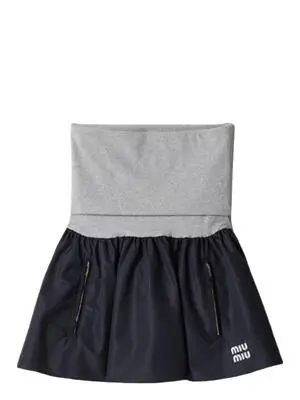 Miu Miu Strapless Mini Skirt With Zippered Pockets - Blue/grey