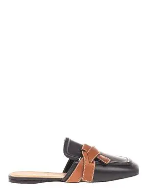Loewe Gate Flat Mule In Calfskin - Black/tan