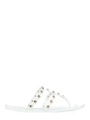 Valentino Garavani Rockstud Open Toe Flat Sandals - White