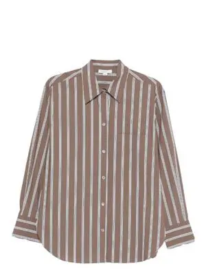 Vince Vince Striped Long Sleeve Shirt With Pocket Gray