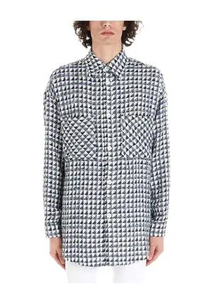 Faith Connexion Geometric Print Oversized Shirt - Gray