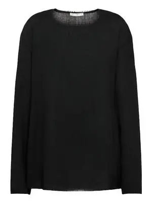 THE ROW Cattaleya Soft Wool Tailoring Top - Black